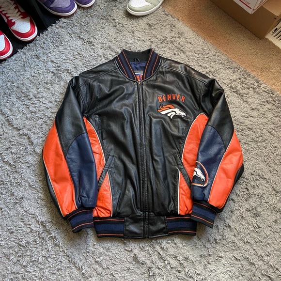 NFL | Jackets & Coats | Vintage Nfl Leather Broncos Big Back Logo ...